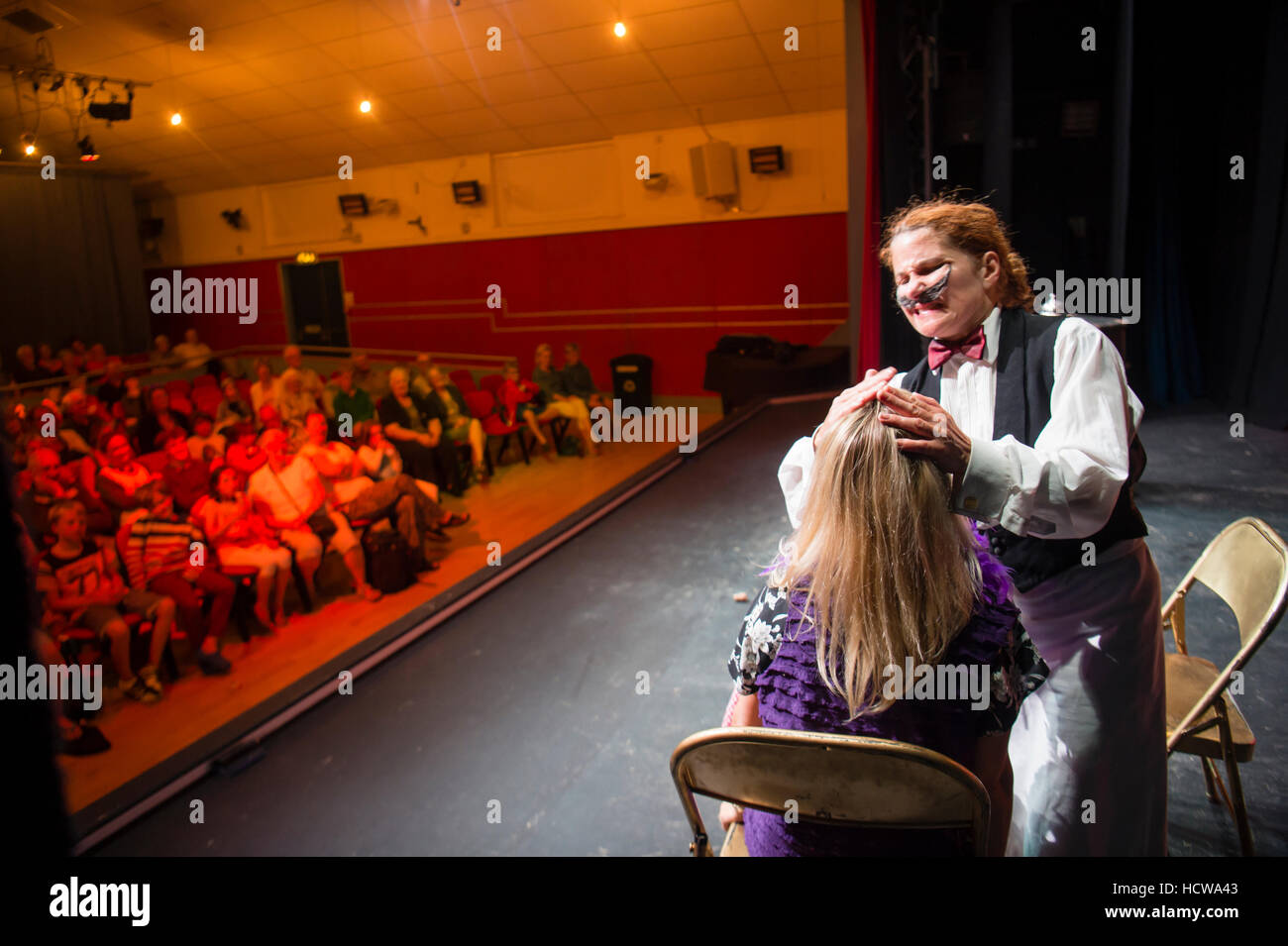 The audience watching Theatre Rum Ba Ba performing "L'Hotel" at Neuadd ...