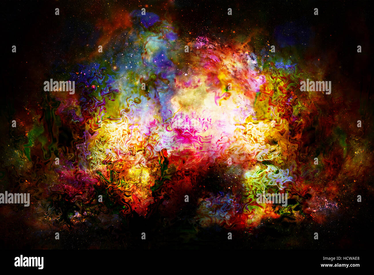 Cosmic space and stars, color cosmic abstract background. Fire effect ...