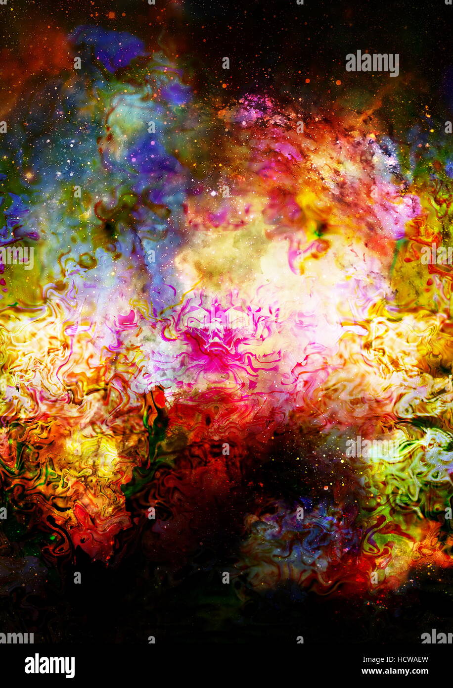 Cosmic space and stars, color cosmic abstract background. Fire effect ...