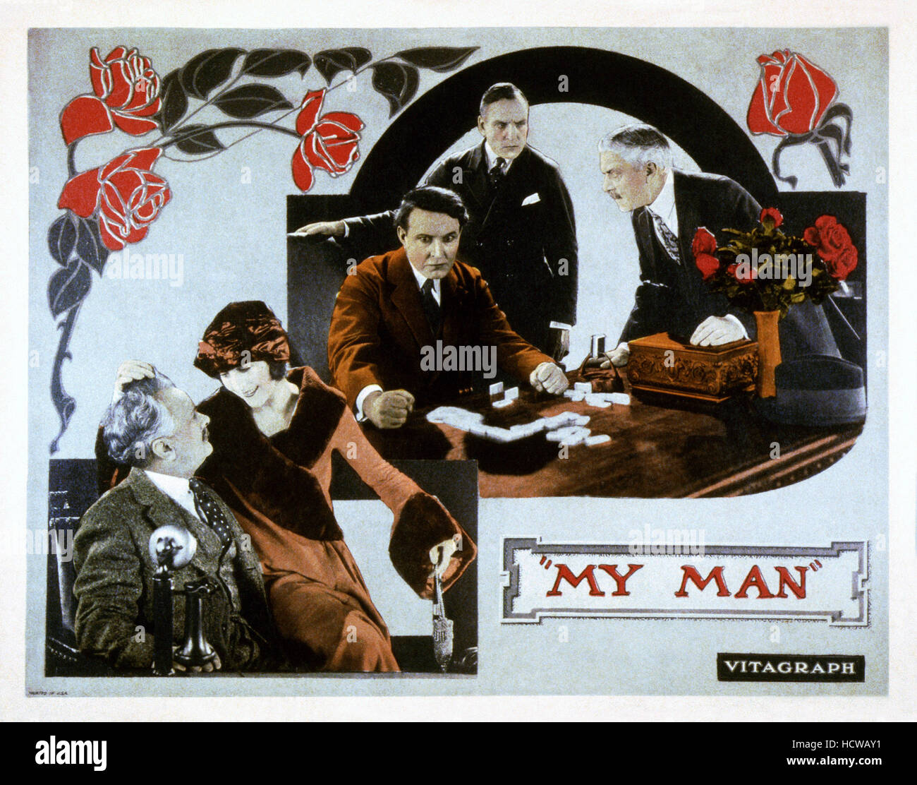 MY MAN, US lobbycard, Patsy Ruth Miller (second left), Dustin Farnum ...