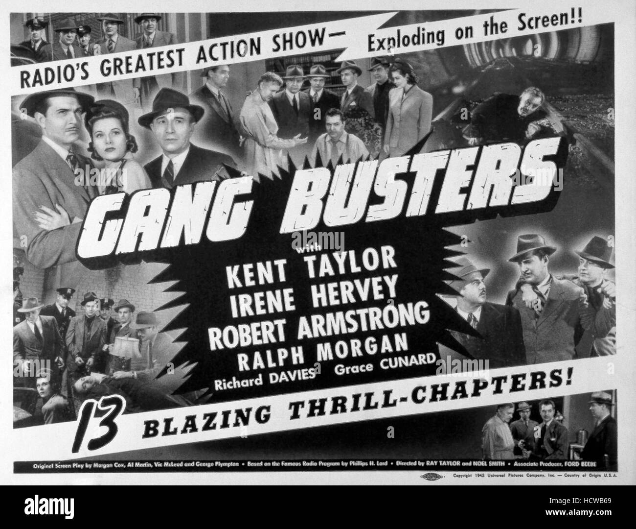 GANG BUSTERS, facing front from left: Kent Taylor, Irene Hervey, Robert ...