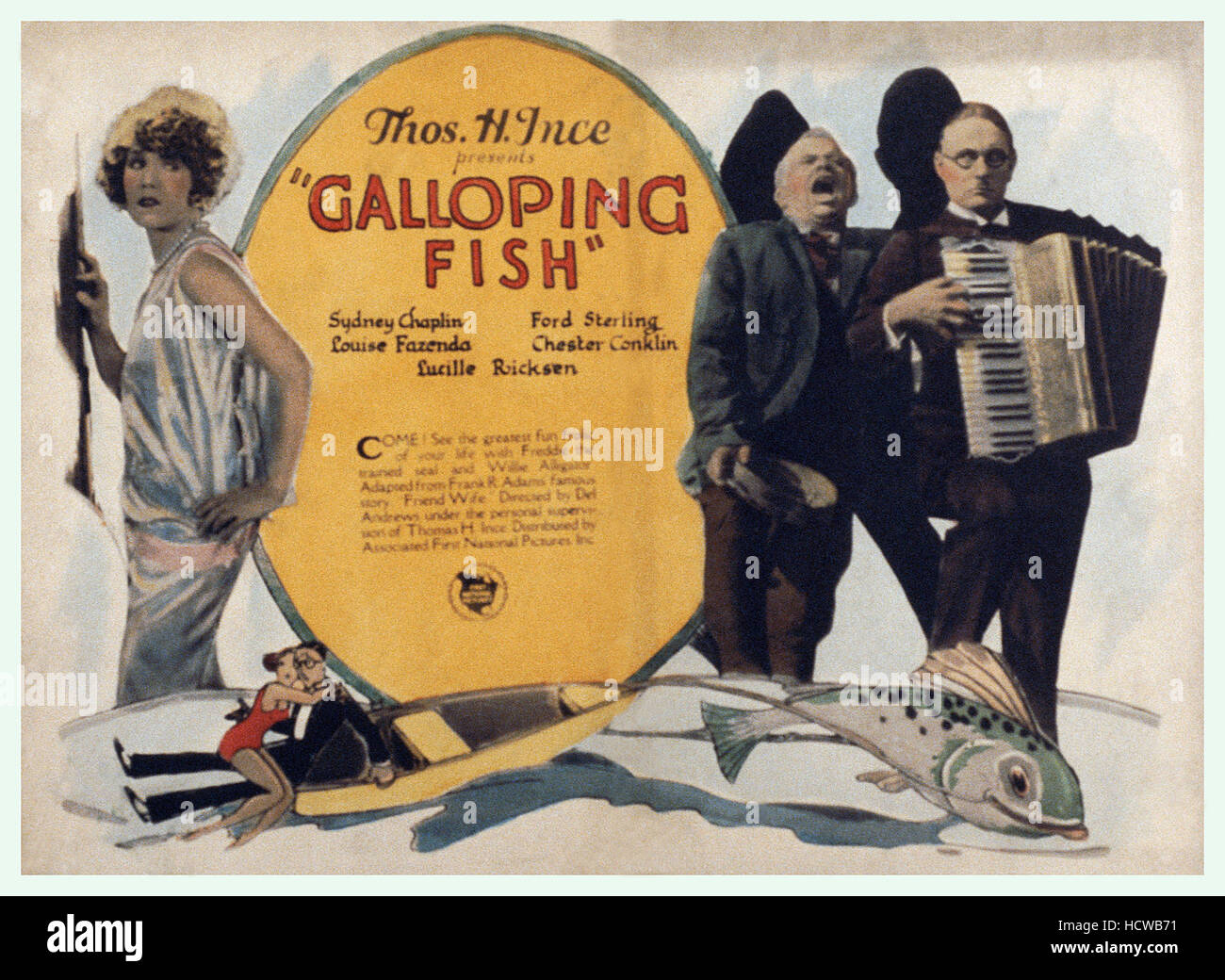 GALLOPING FISH, from left: Louise Fazenda, Chester Conklin, Syd Chaplin ...