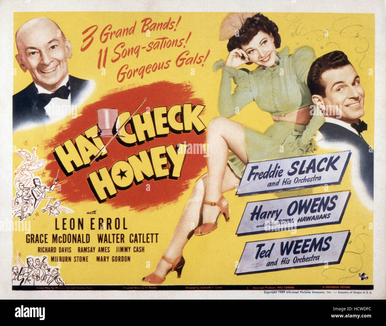 HAT CHECK HONEY, from left: Leon Errol, Grace McDonald, Richard David ...