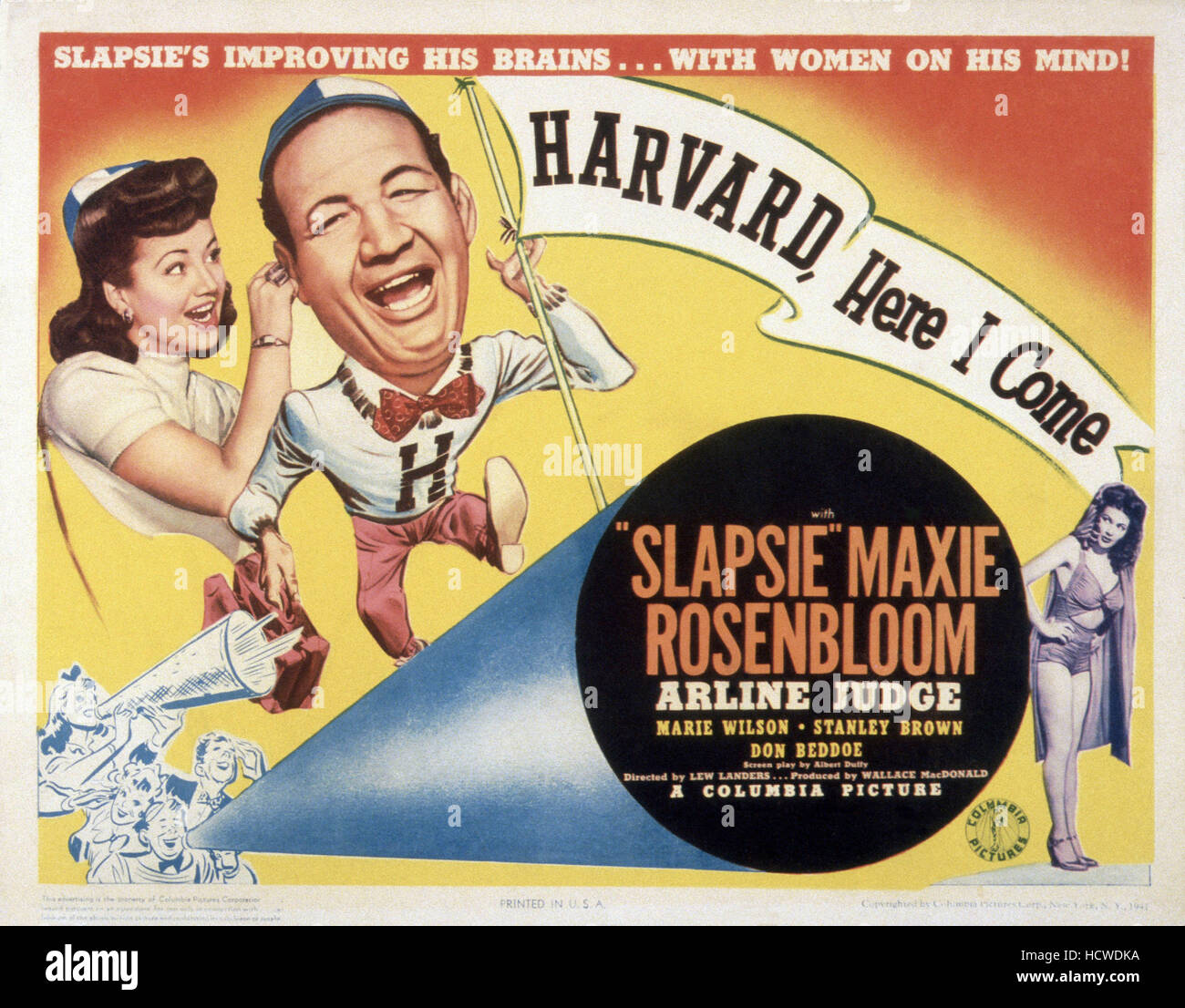 HARVARD, HERE I COME, from left: Arline Judge, Maxie Rosenbloom, 1941 ...