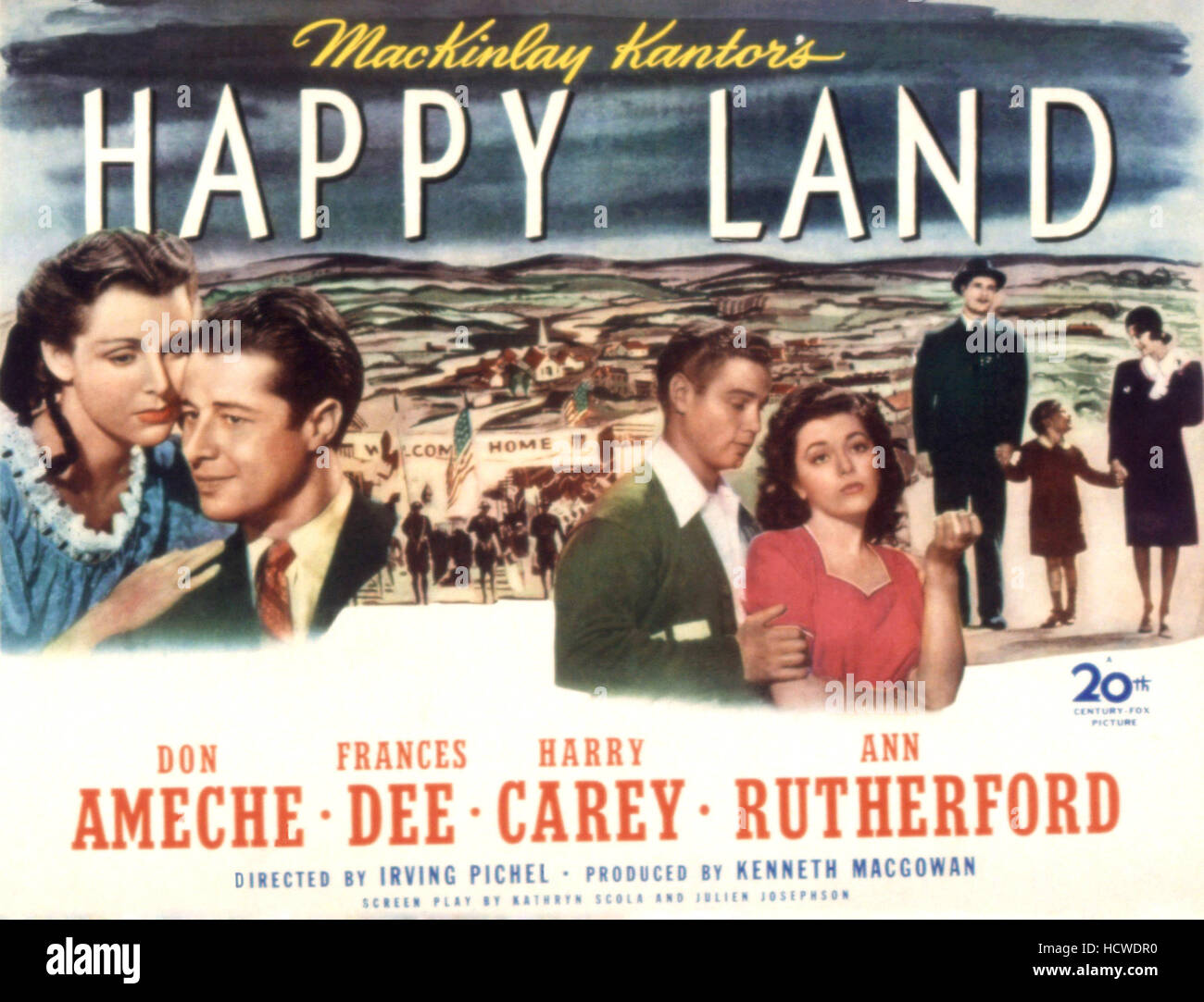 HAPPY LAND, Frances Dee, Don Ameche, Richard Crane, Ann Rutherford ...
