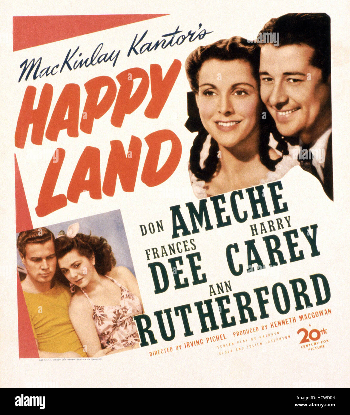 HAPPY LAND, top from left: Frances Dee, Don Ameche, bottom from left ...