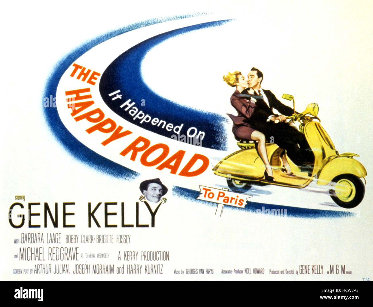 THE HAPPY ROAD, US poster, Gene Kelly, Barbara Laage, 1957 Stock Photo ...