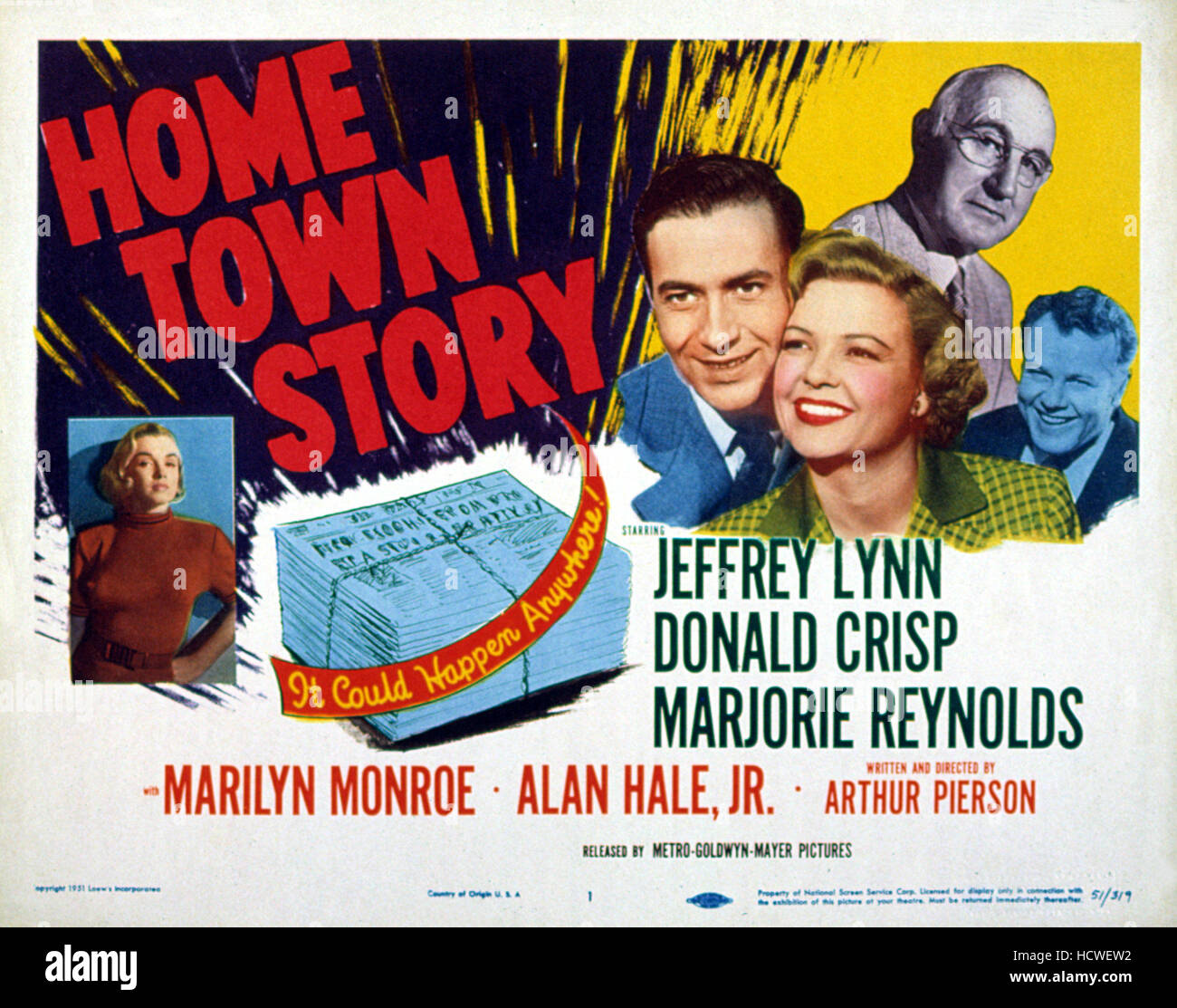 HOME TOWN STORY, Marilyn Monroe, Jeffrey Lynn, Marjorie Reynolds ...
