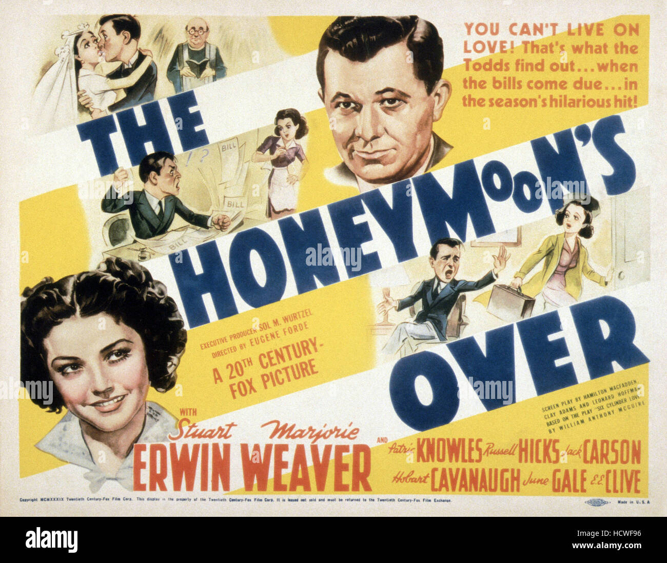 THE HONEYMOON'S OVER, from left: Marjorie Weaver, Stuart Erwin, 1939 ...