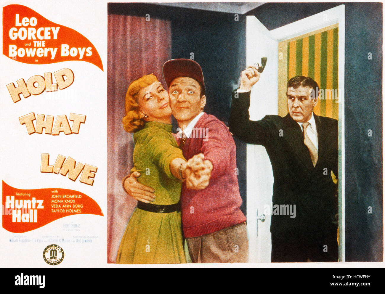 HOLD THAT LINE, from left, Veda Ann Borg, Huntz Hall, 1952 Stock Photo ...