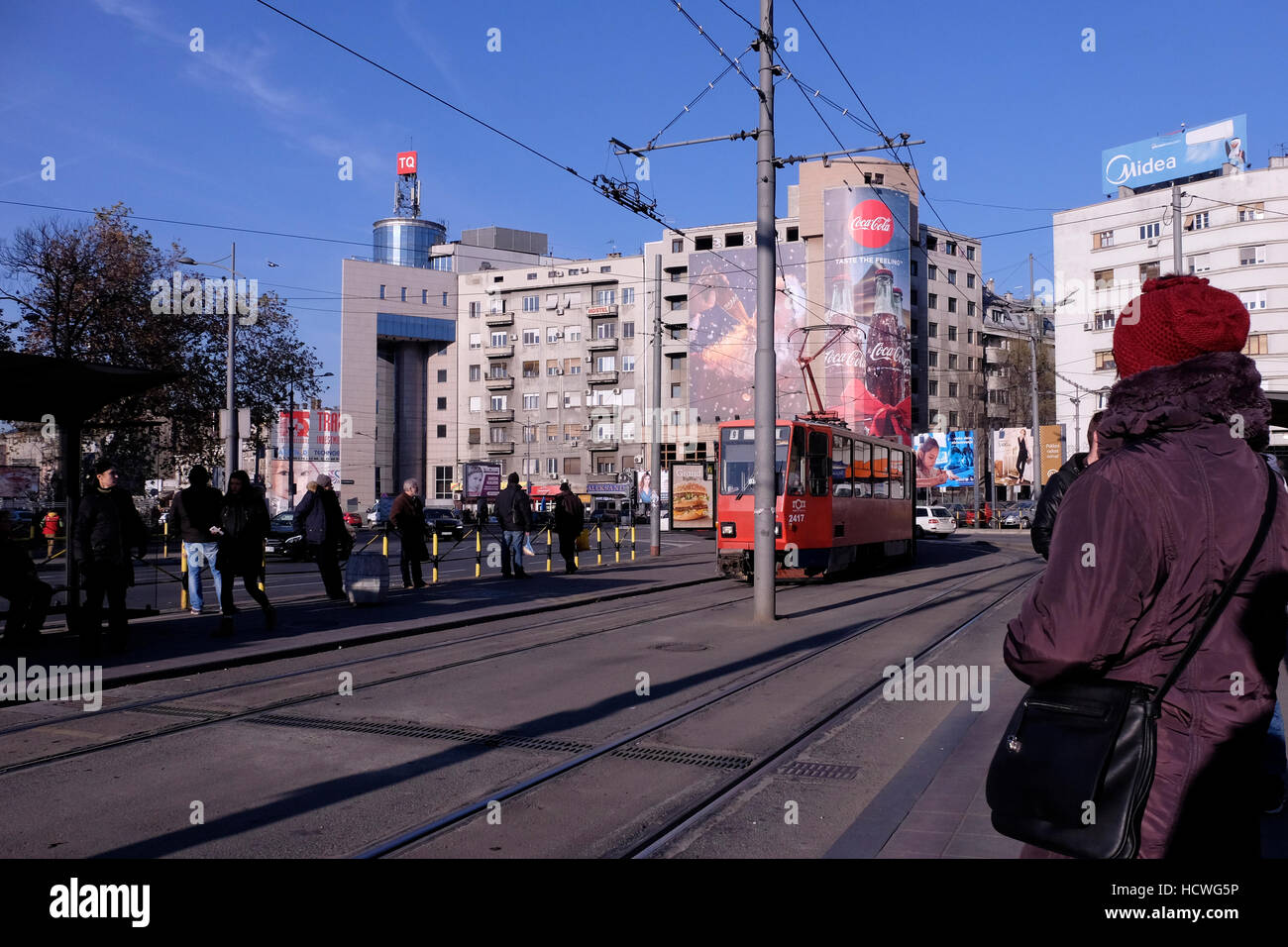 A tram passing through the city of Belgrade capital of the Republic of ...
