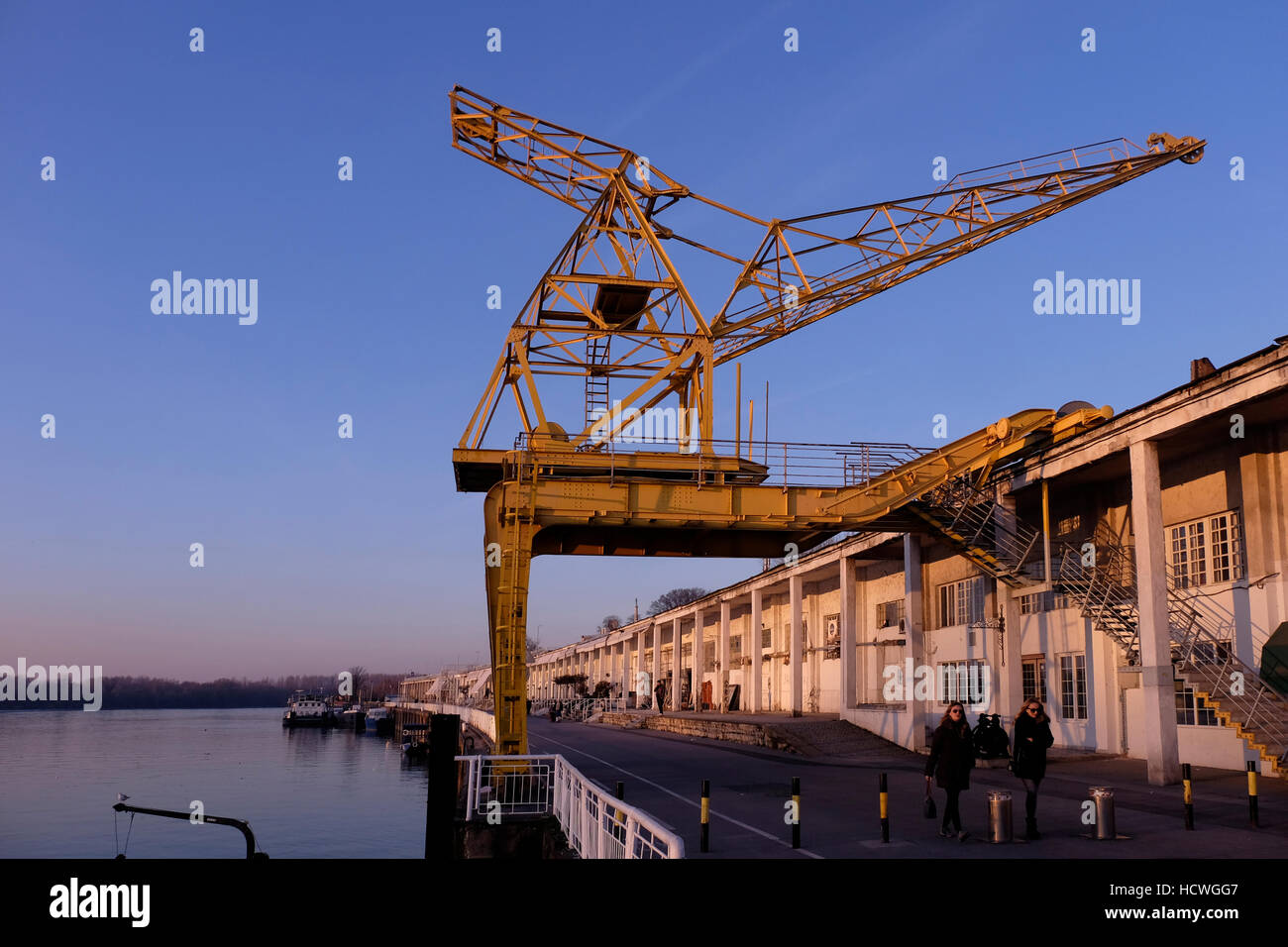 View of the waterfront promenade along the Sava river in Savamala ...