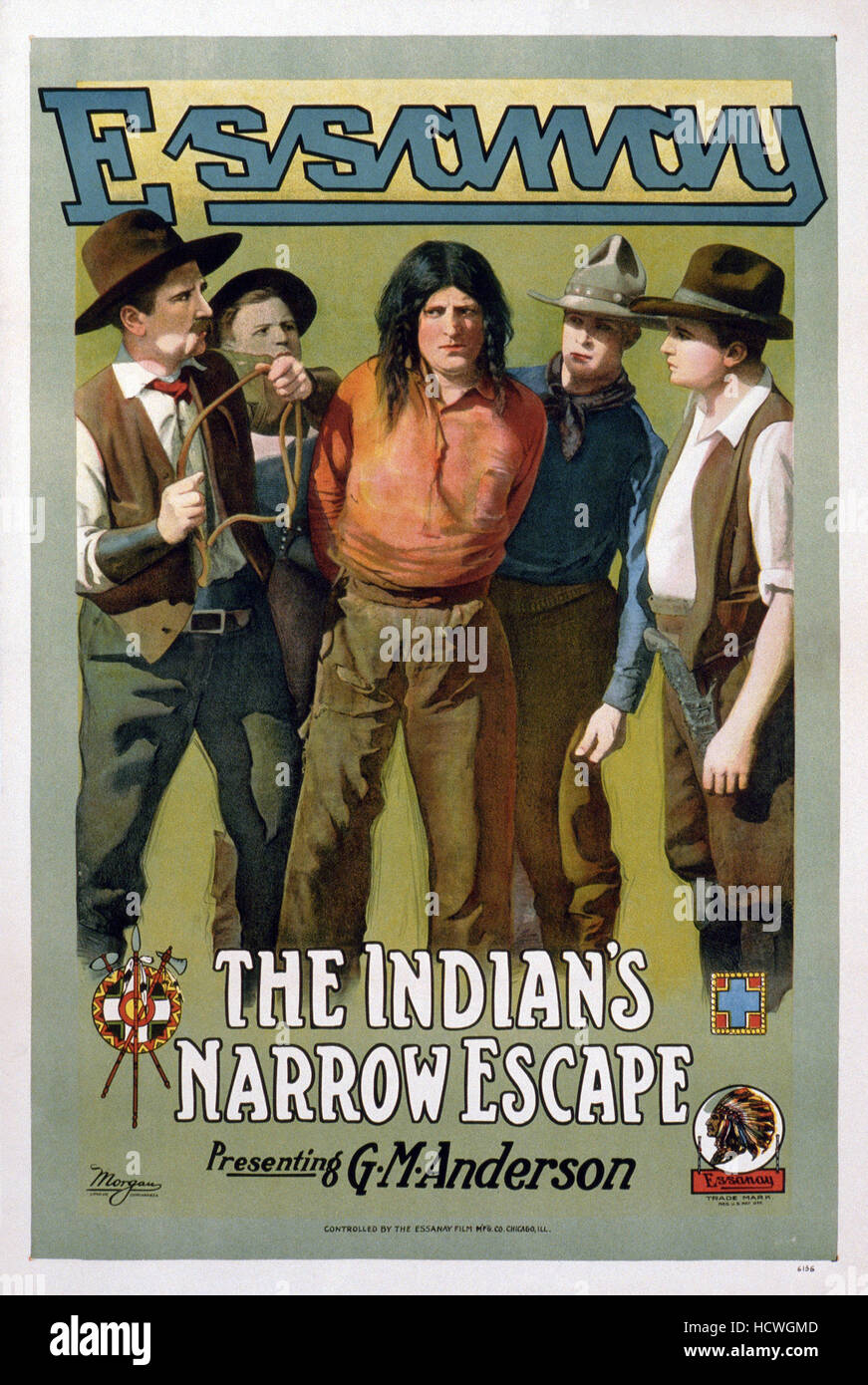 THE INDIAN'S NARROW ESCAPE, U.S. poster, Gilbert Anderson (center ...