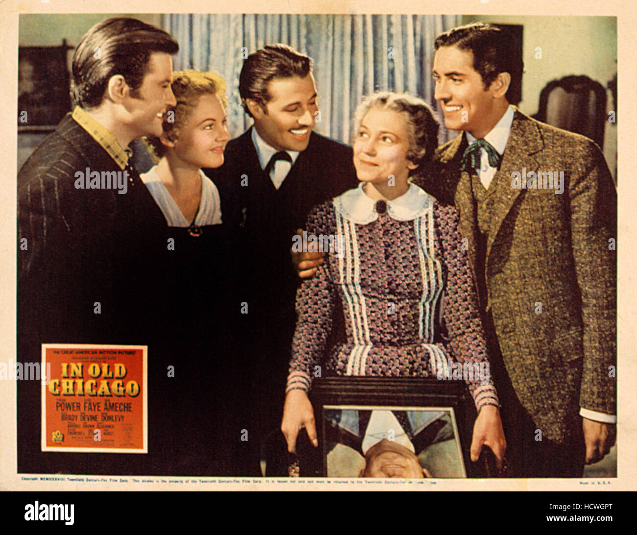 IN OLD CHICAGO, Tom Brown, June Storey, Don Ameche, Alice Brady, Tyrone ...