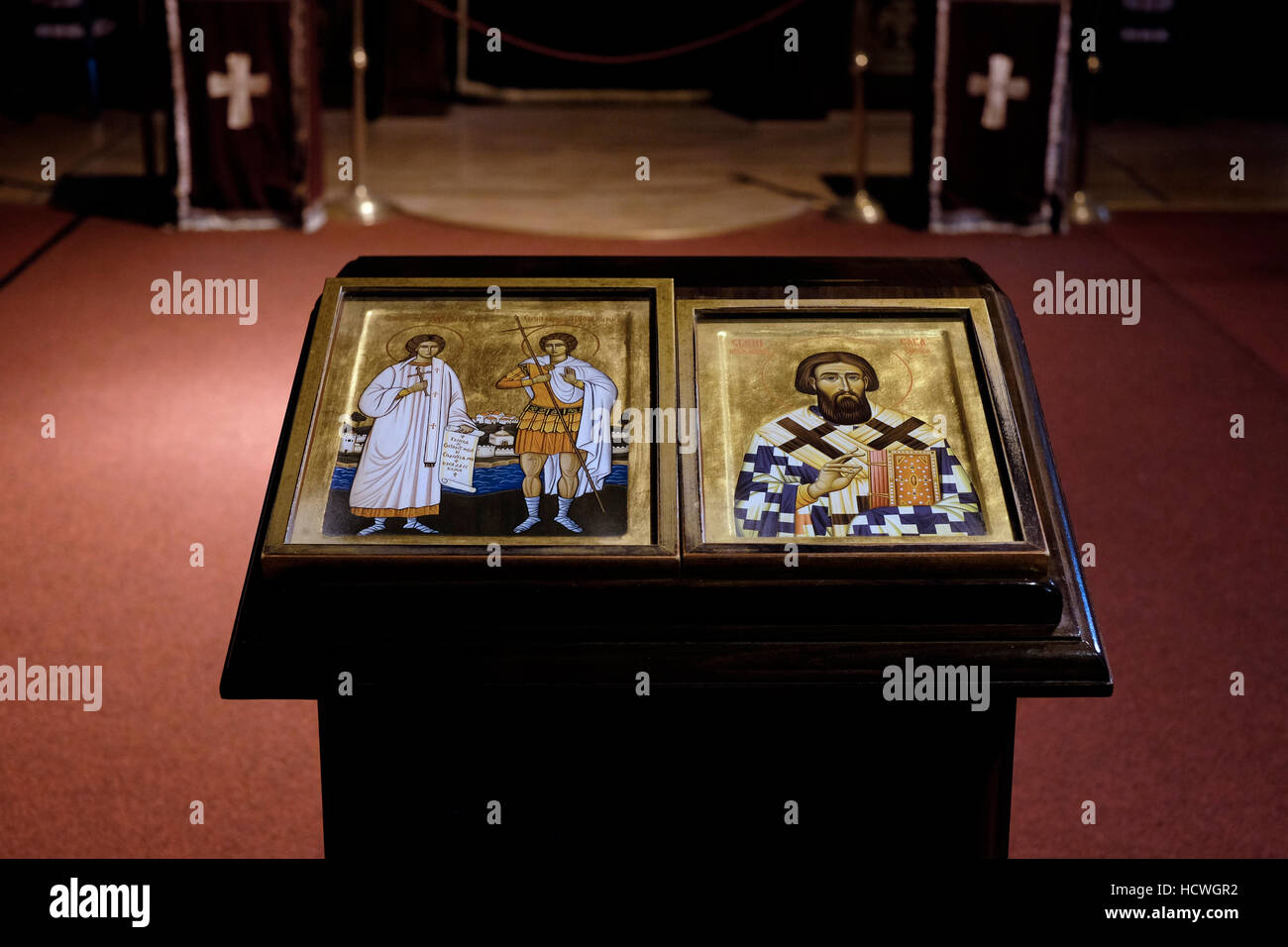 Religious icon inside the Serbian Orthodox Church of Saint Sava the ...
