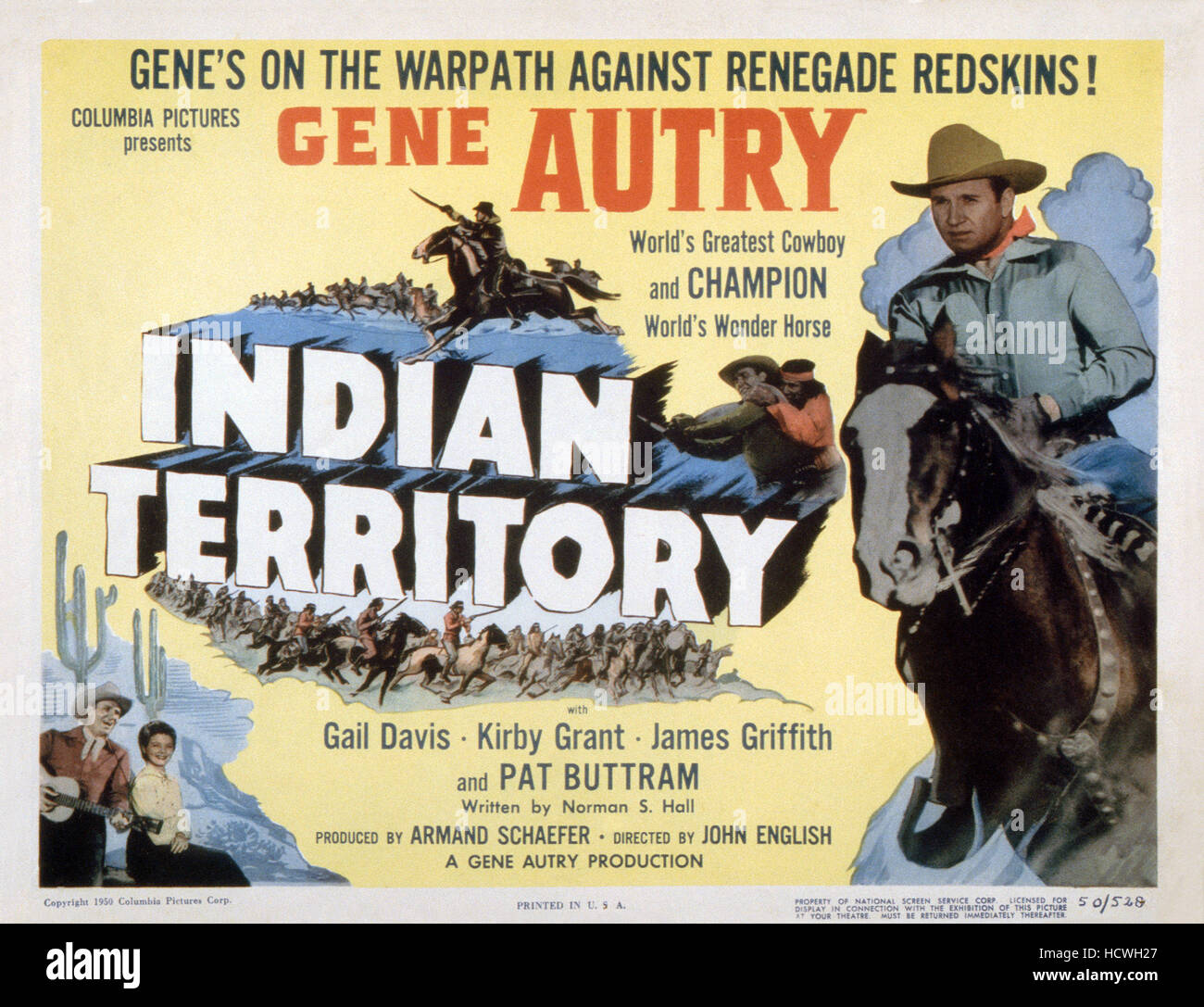 INDIAN TERRITORY, US poster, Gene Autry (right), Gail Davis (bottom ...