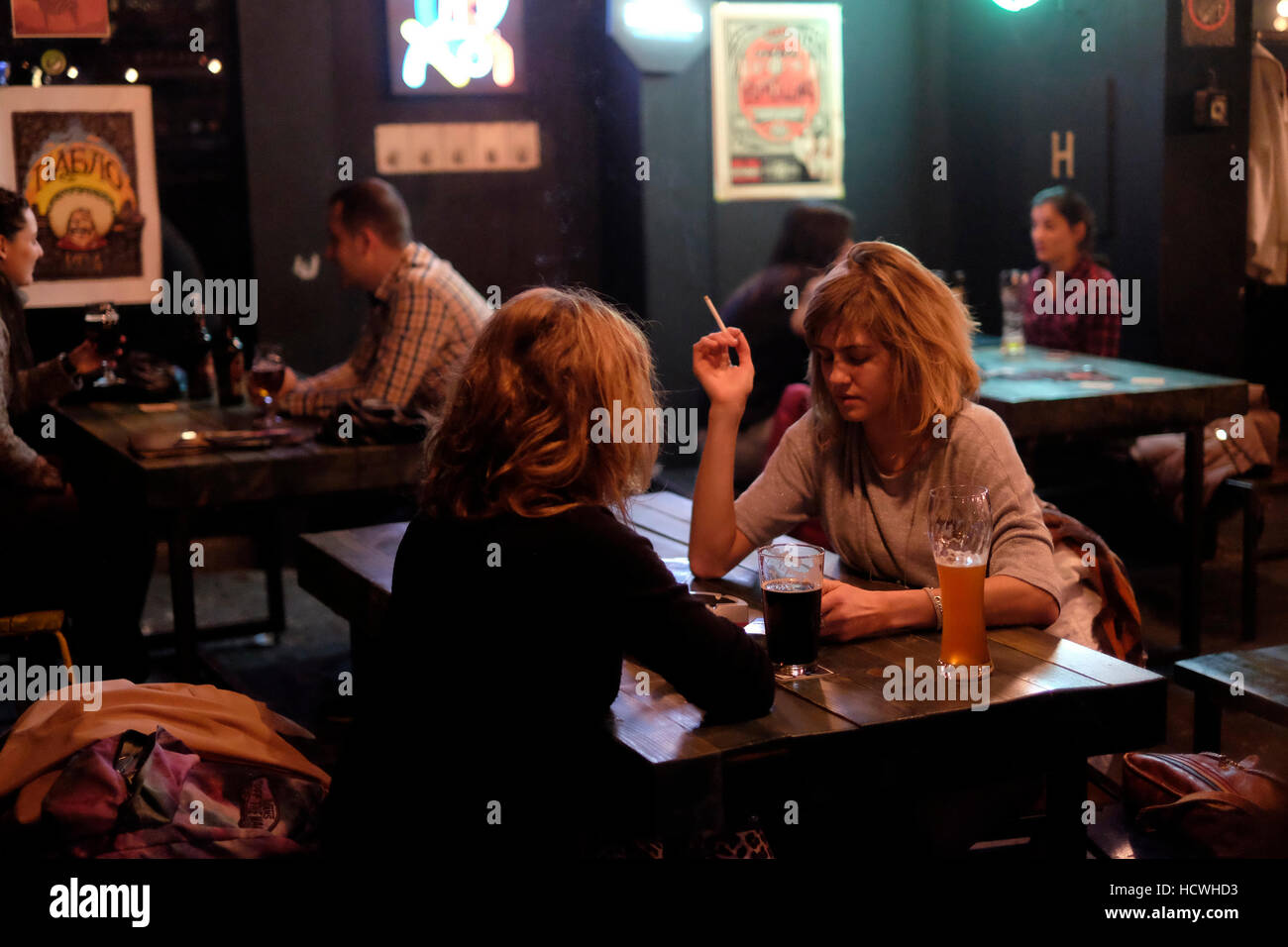 Young Serbians drinking beer in Samo Pivo or Just Beer bar which only ...
