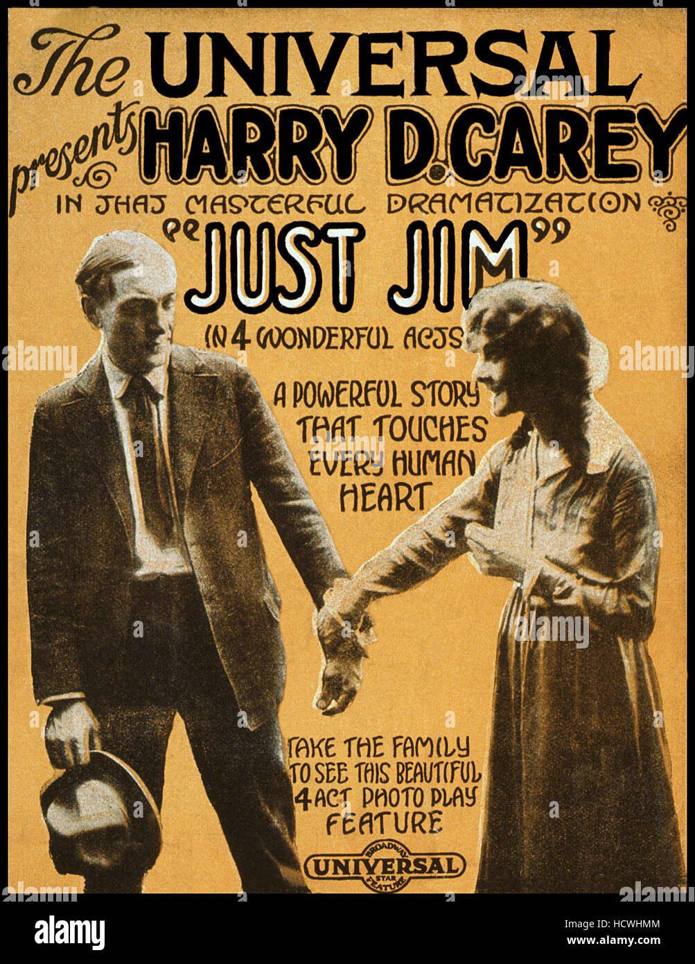 JUST JIM, U.S. poster, Harry Carey (left), 1915 Stock Photo - Alamy