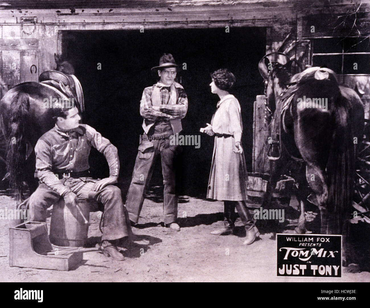 JUST TONY, seated left: Tom Mix on lobbycard, 1922, TM and Copyright ...