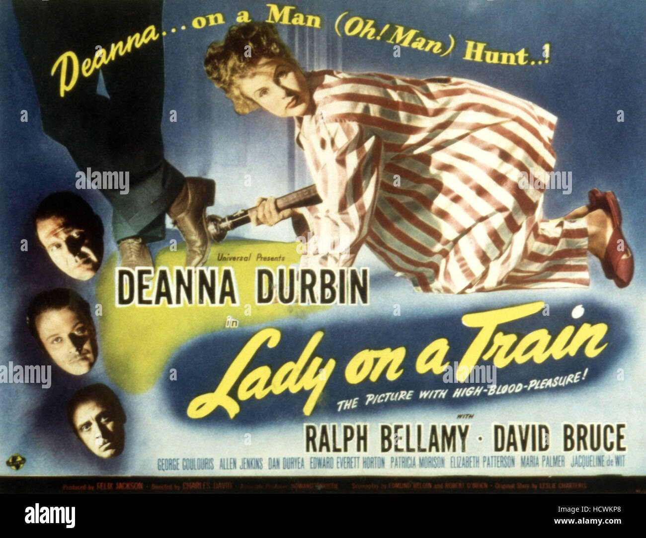 LADY ON A TRAIN, Deanna Durbin, Ralph Bellamy, David Bruce, George ...