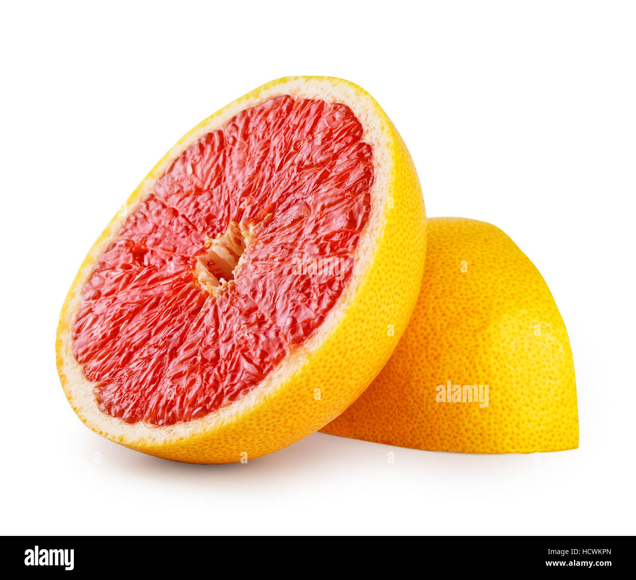 Half and quarter cut grapefruit isolated on white background Stock ...