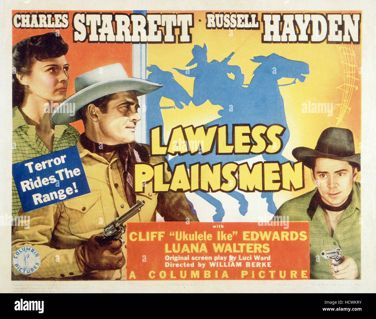 LAWLESS PLAINSMEN, from left: Luana Walters, Charles Starrett, Russell ...