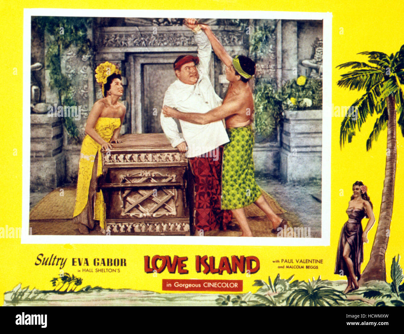 LOVE ISLAND, far left: Eva Gabor on lobbycard, 1952 Stock Photo - Alamy