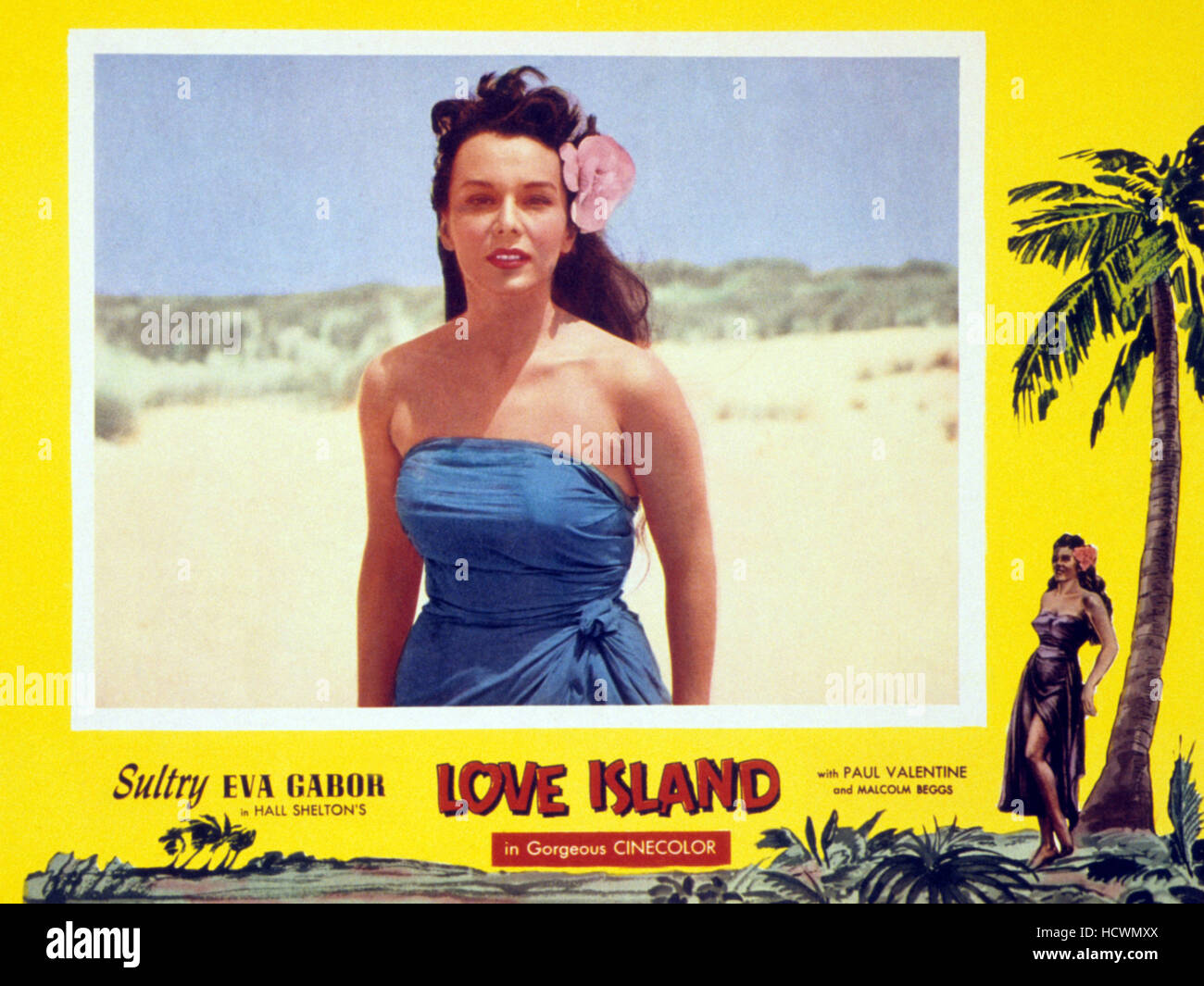 LOVE ISLAND, Eva Gabor on lobbycard, 1952 Stock Photo - Alamy
