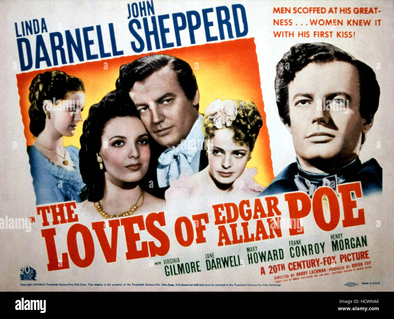 THE LOVES OF EDGAR ALLAN POE, from left: Mary Howard, Linda Darnell ...