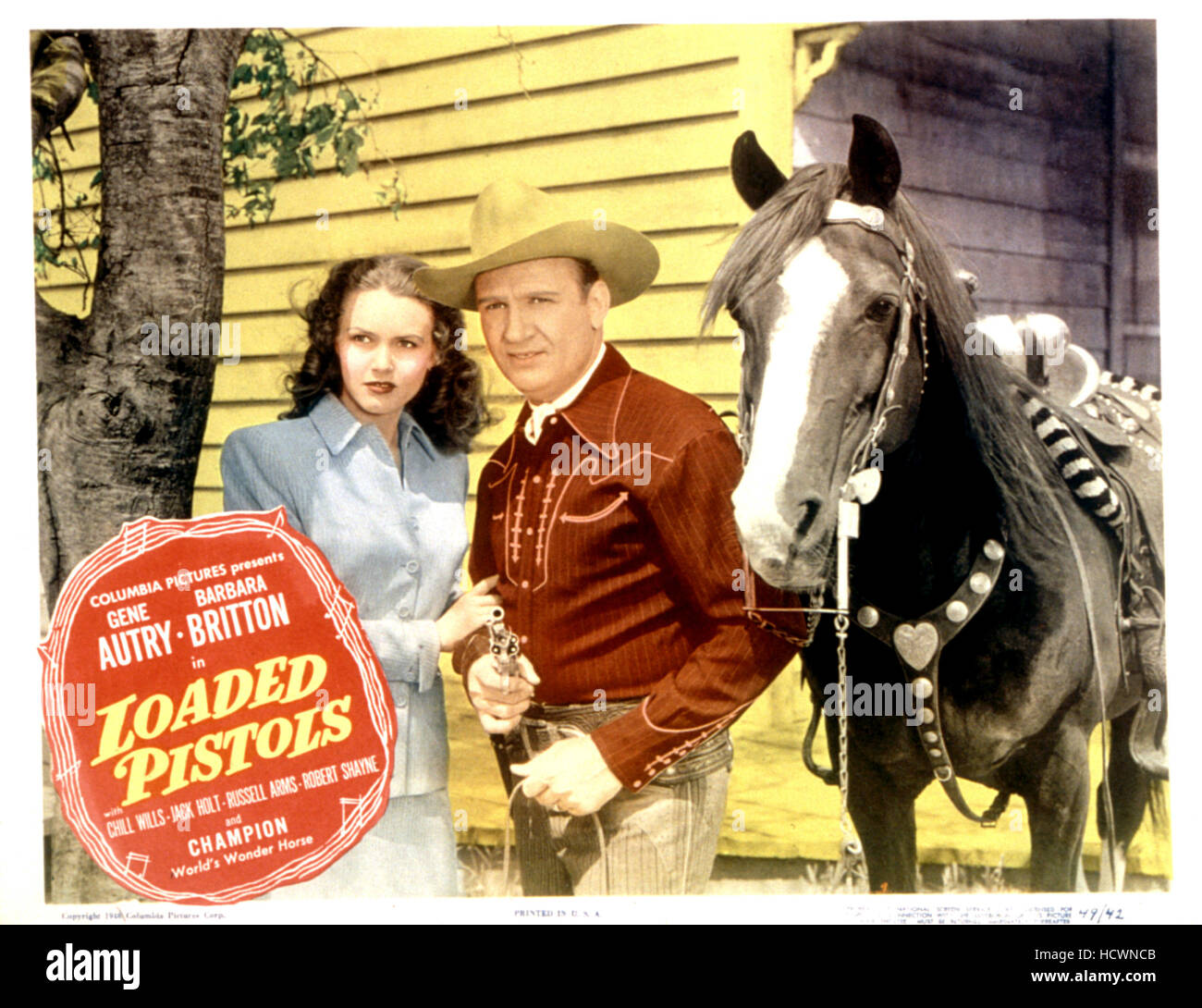 LOADED PISTOLS, Barbara Britton, Gene Autry, Champion the Horse, 1948 ...