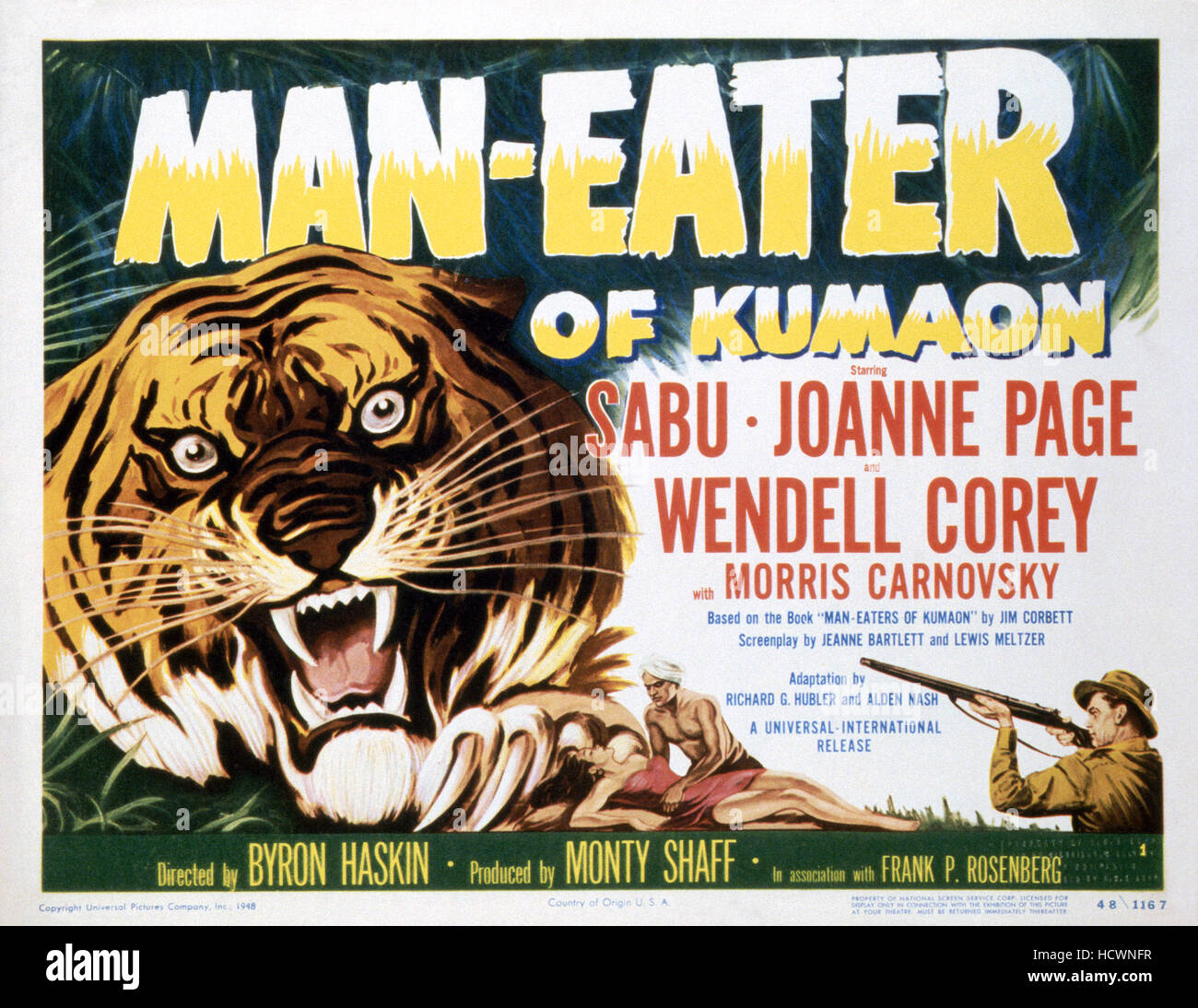 MAN-EATER OF KUMAON, bottom from left: Joy Page, Sabu, Wendell Corey ...
