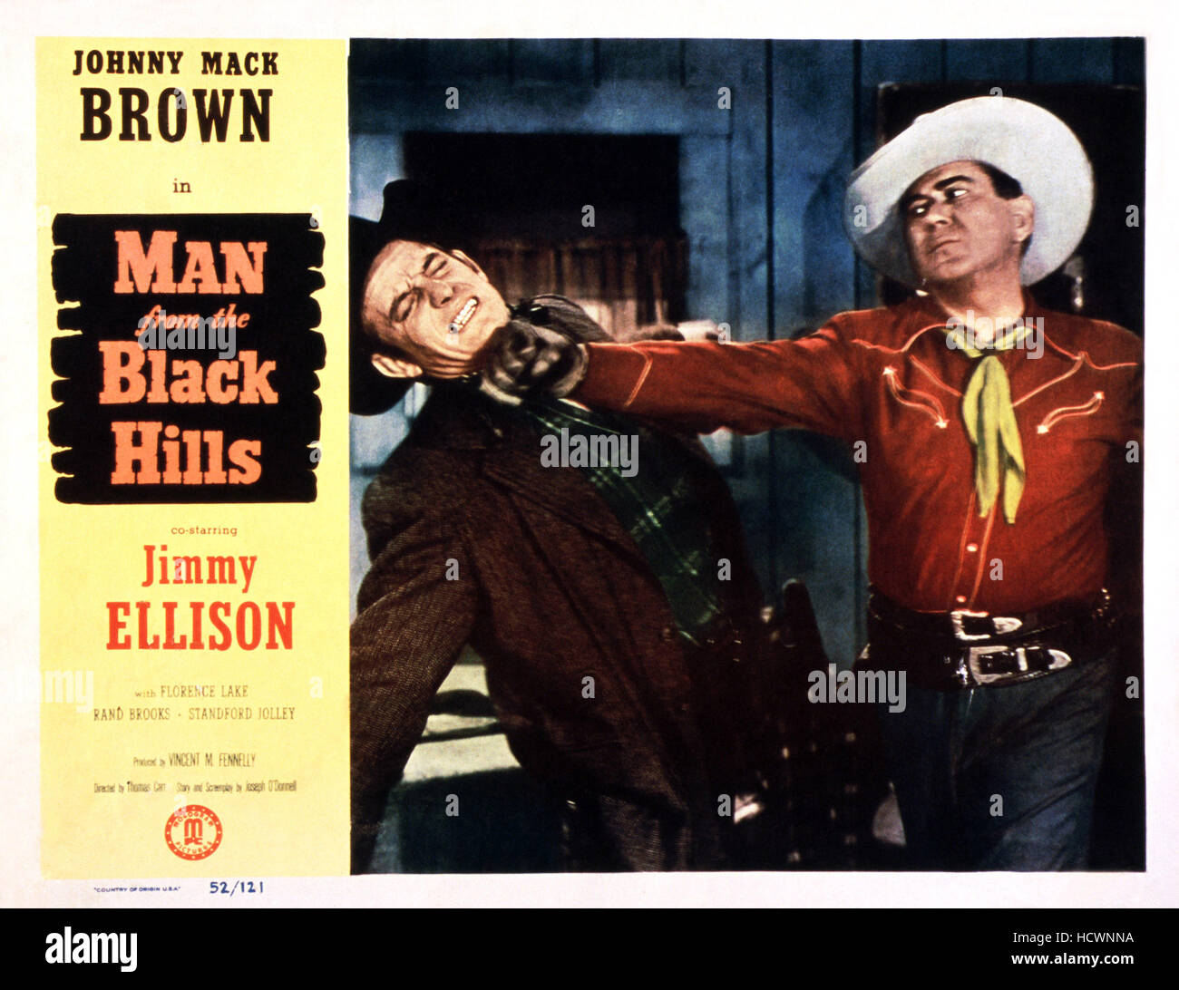 MAN FROM THE BLACK HILLS, Johnny Mack Brown (right), 1952 Stock Photo ...