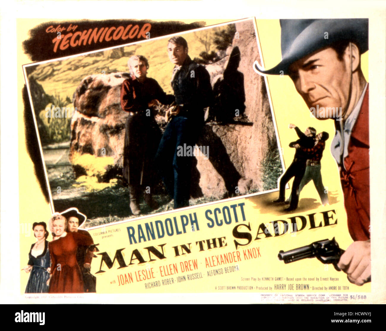 MAN IN THE SADDLE, Ellen Drew, Randolph Scott, lobby card, poster art ...