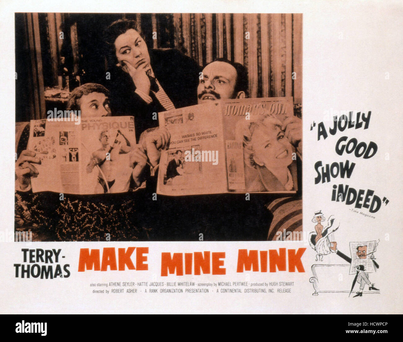 MAKE MINE MINK, Hattie Jacques (center), Terry-Thomas (right), 1960 ...