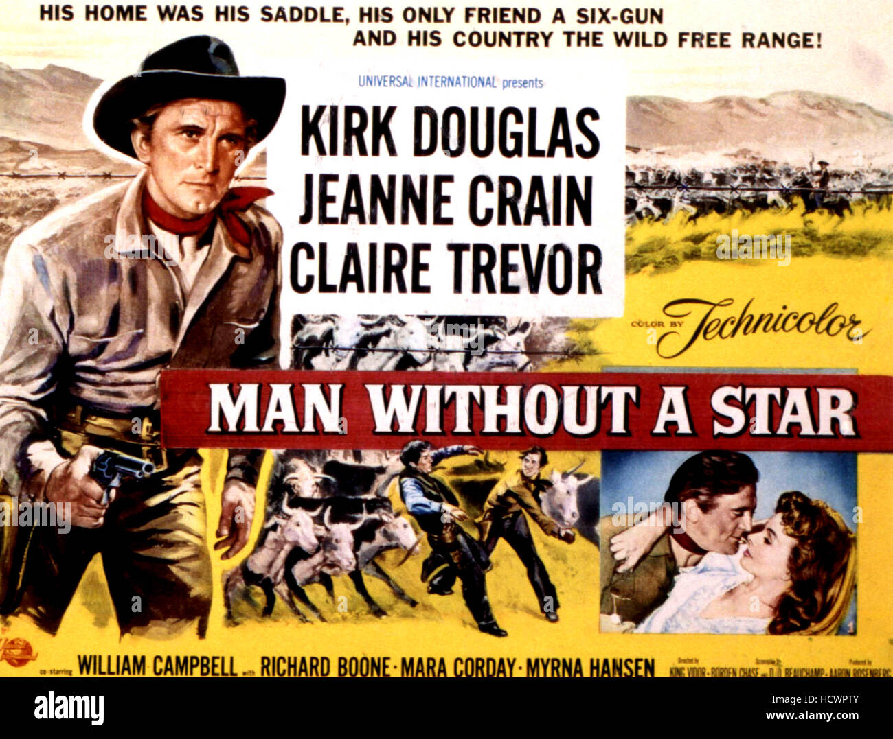 MAN WITHOUT A STAR, Kirk Douglas, Jeanne Crain, 1955 Stock Photo - Alamy