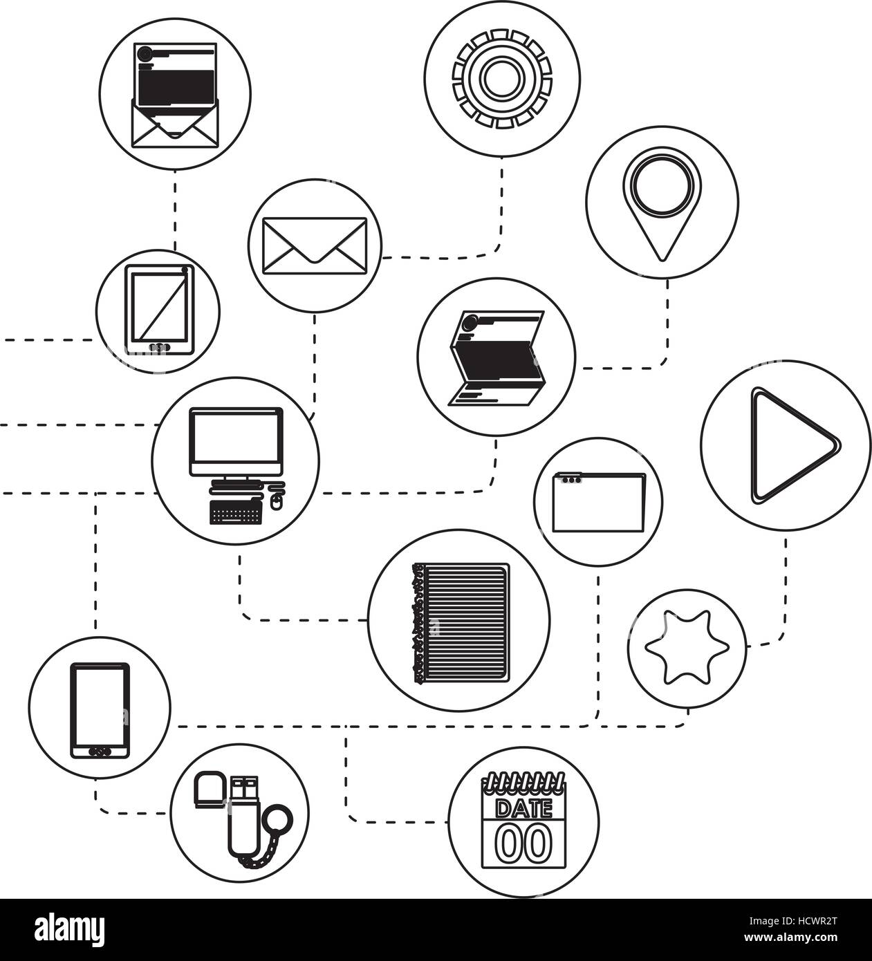 Multimedia icon set. Social media apps communication and digital ...