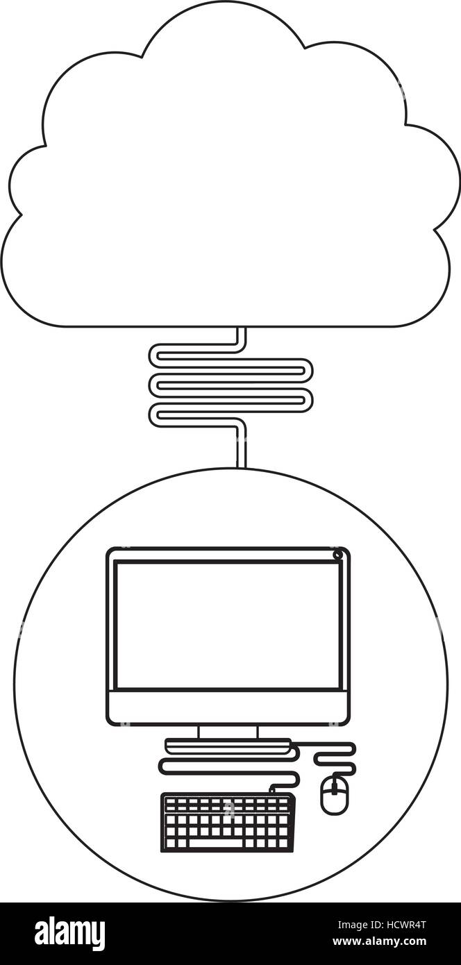 Computer And Cloud Computing Icon Storage Media Multimedia And Technology Theme Isolated