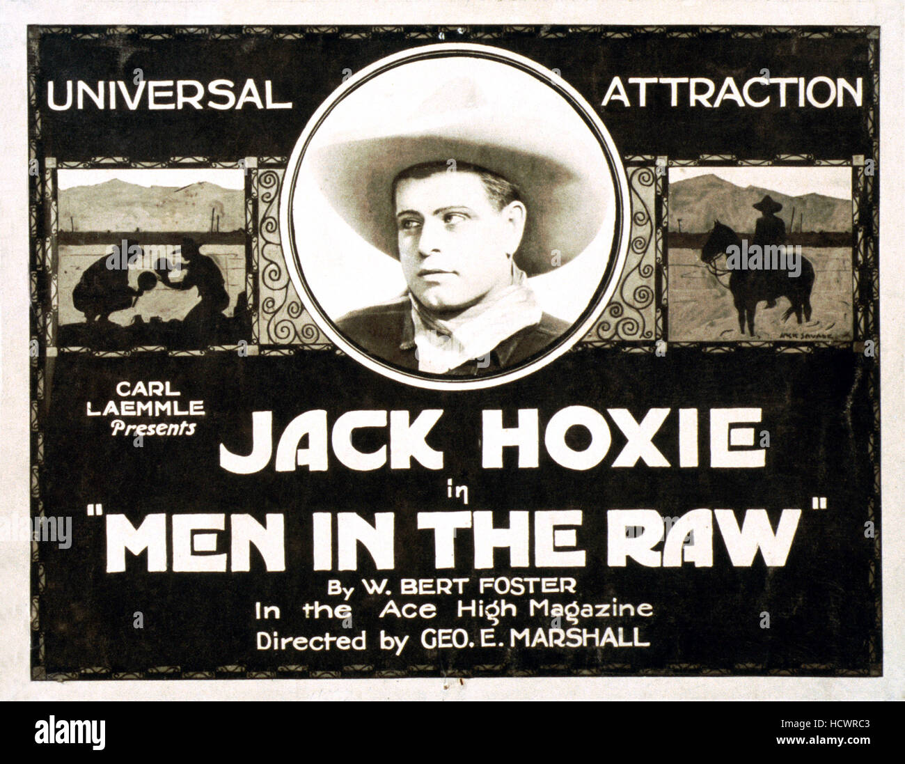 MEN IN THE RAW, US lobbycard, Jack Hoxie, 1923 Stock Photo - Alamy