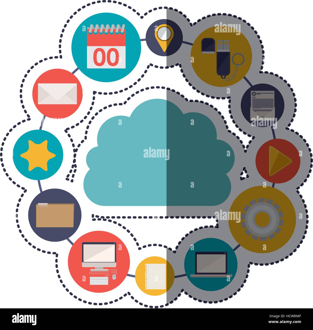 Cloud computing icon. Storage media multimedia and technology theme ...