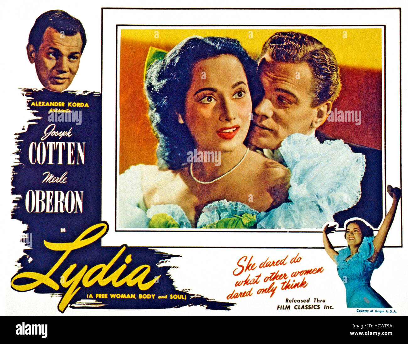 LYDIA, US lobbycard, from left: Merle Oberon, Joseph Cotten, 1941 Stock ...