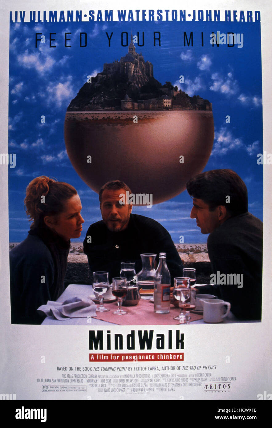 MINDWALK, US poster, from left: Liv Ullmann, John Heard, Sam Waterston ...