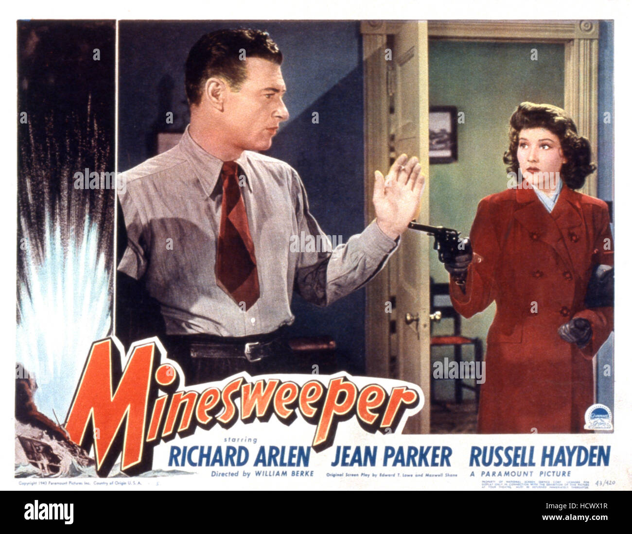 MINESWEEPER, from left: Richard Arlen, Jean Parker, 1943 Stock Photo ...