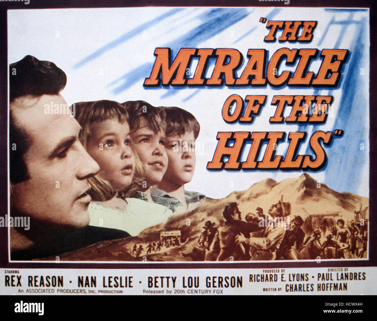 THE MIRACLE OF THE HILLS, front to rear: Rex Reason, Tracy Stratford, Gilbert Smith, Jay North ...