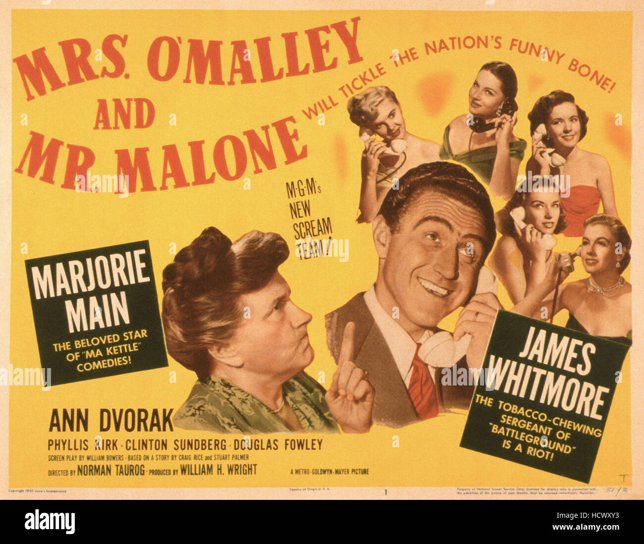 MRS. O'MALLEY AND MR. MALONE, US poster, from left: Marjorie Main ...