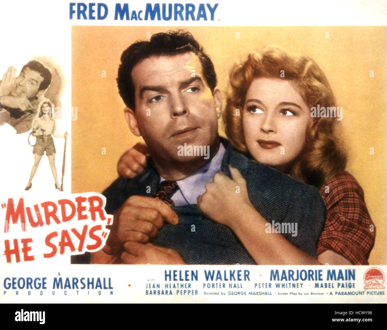 MURDER, HE SAYS, Fred MacMurray, Helen Walker, 1945 Stock Photo - Alamy