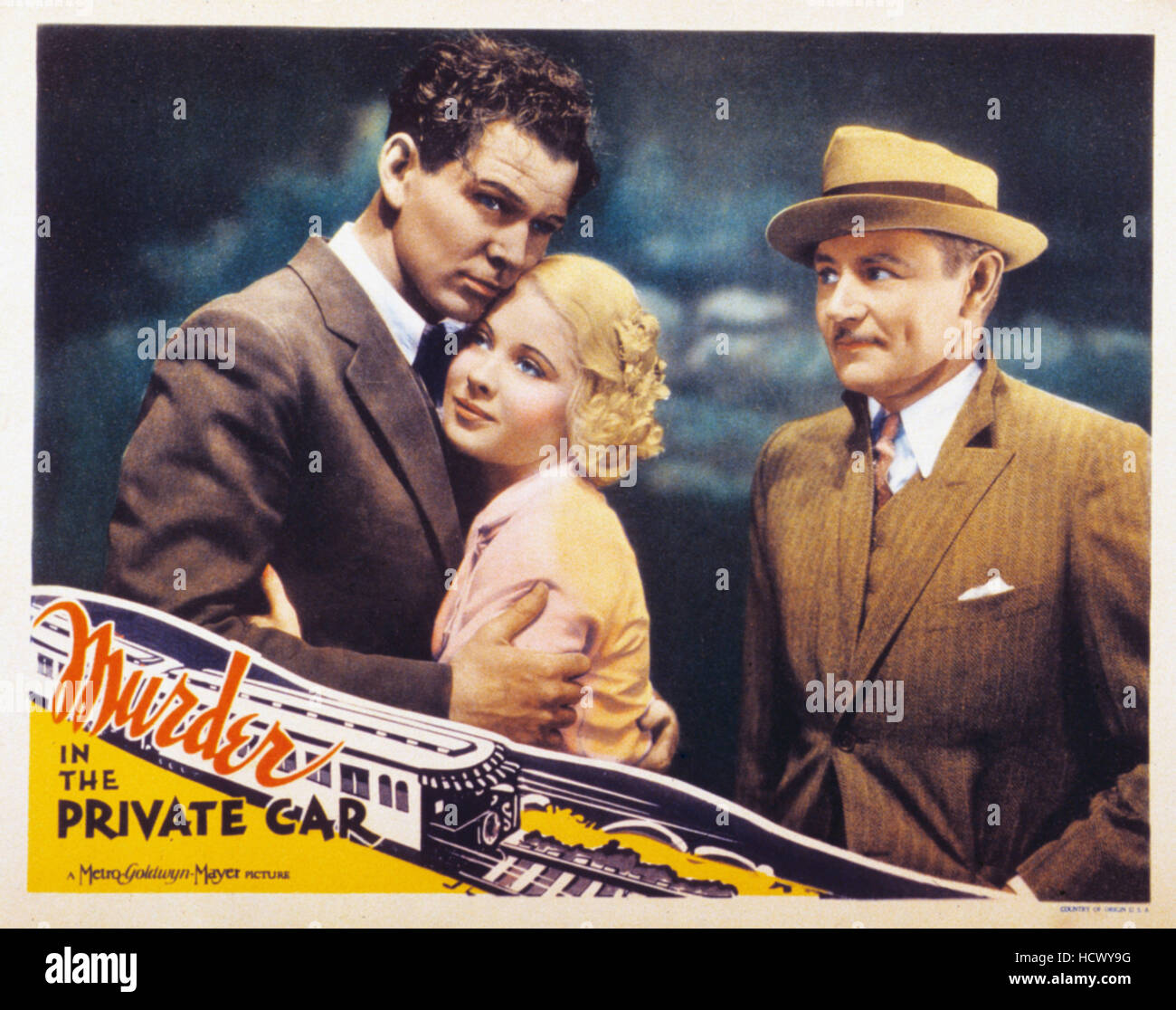 MURDER IN THE PRIVATE CAR, lobbycard, l-r: Russell Hardie, Mary ...