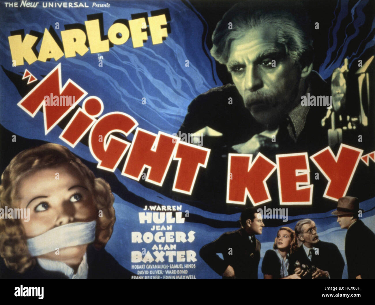 NIGHT KEY, Boris Karloff, Warren Hull, Jean Rogers, 1937 Stock Photo ...