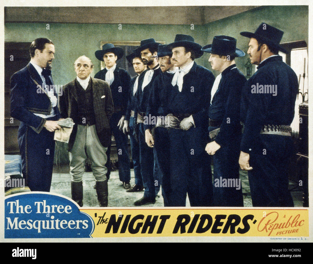 THE NIGHT RIDERS, US lobbycard, from left: Tom tyler, George Douglas ...