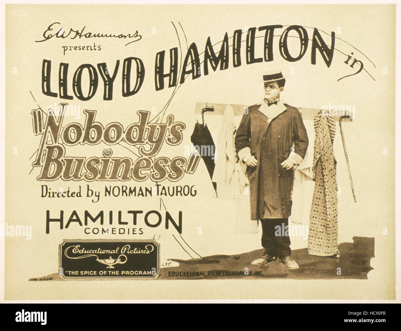 NOBODY'S BUSINESS, US poster, Lloyd Hamilton, 1926 Stock Photo - Alamy