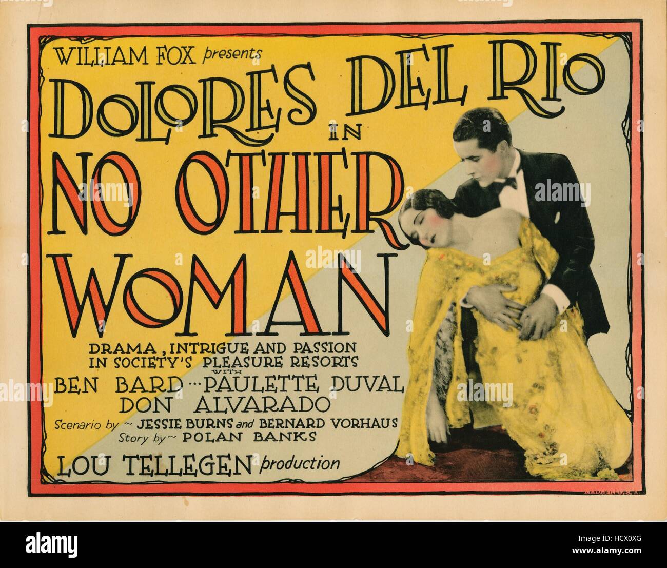 NO OTHER WOMAN, US poster, from left: Dolores Del Rio, Ben Bard, 1928 ...